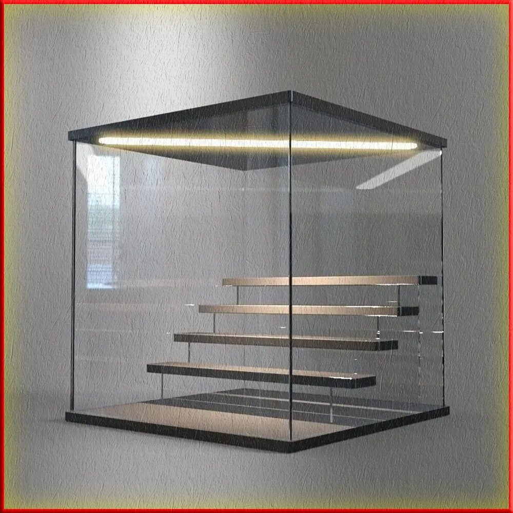 Акриловая витрина с подсветкой для ювелирных изделий, 320x265x180 мм