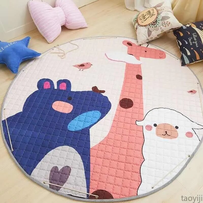 Игровой коврик taoyiji круглый для малышей с рисунком животных