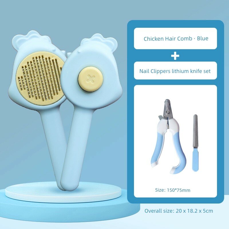 Синяя набор для ухода за шерстью с кусачками для ногтей для кошек и собак