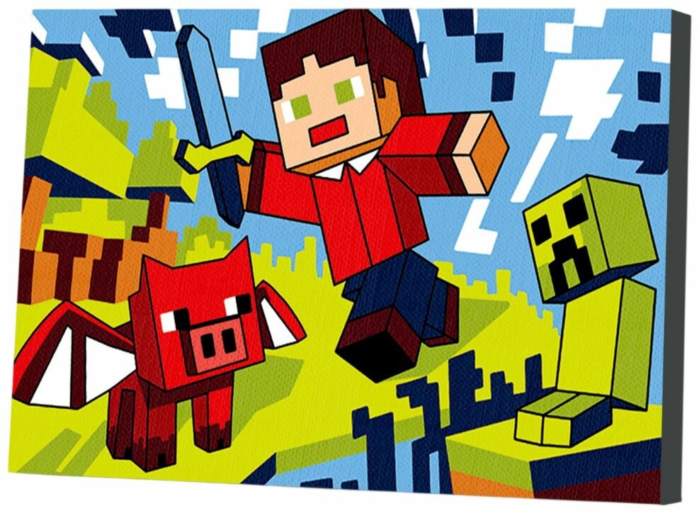 Картина по номерам "Город будущего" на холсте с подрамником, раскраска для детей, набор для творчества, живописи и рисования, в комплекте морозостойкие краски 10 цветов, 20х30 см