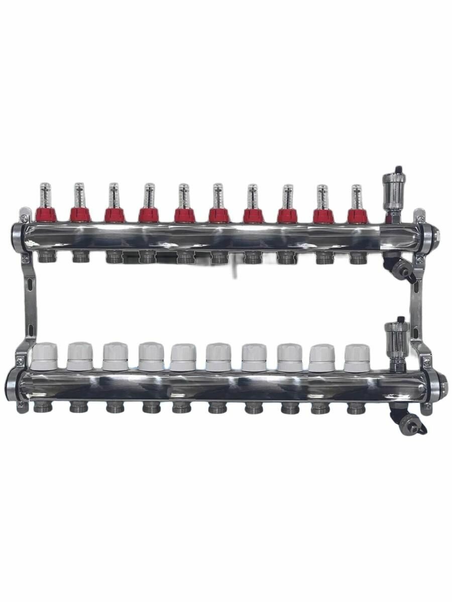 Коллектор регулируемый для теплого пола AQUALINK,1"х3/4" EK (10 выходов)