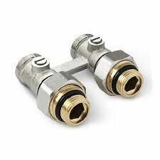 Блок для двухтрубных систем прямой с кранами TIM 1/2" х 3/4"EK