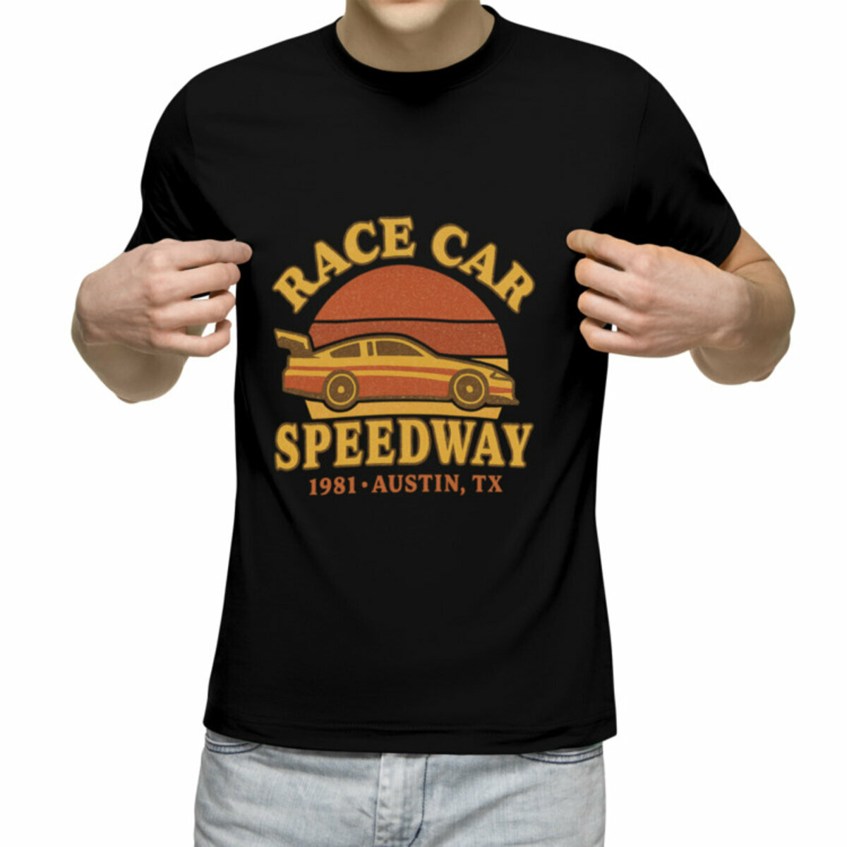 Мужская футболка «Retro Race Car - Vintage Racing Car» (черный, 3XL)