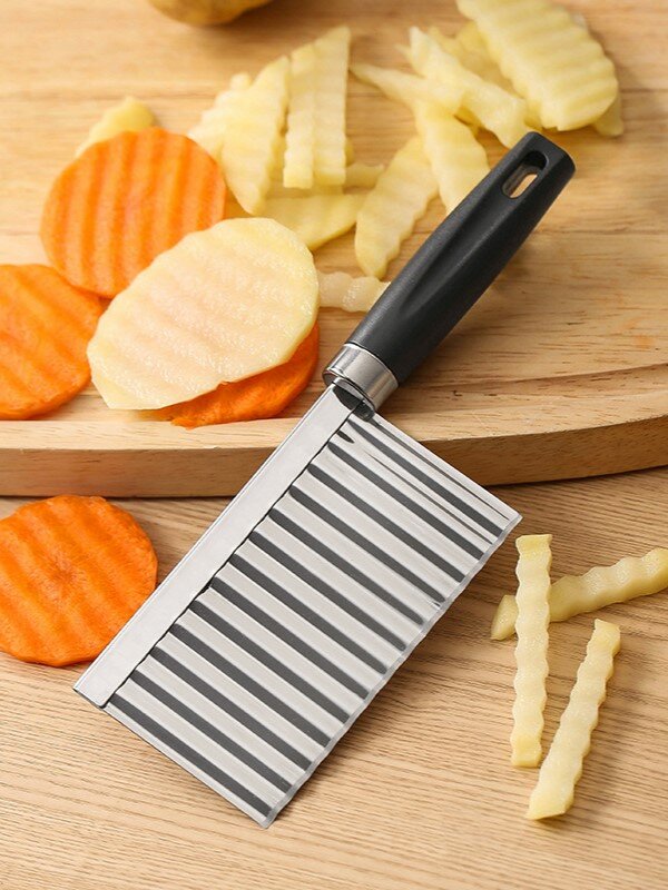 Нож волнистый для фигурной нарезки, слайсер для овощей, черный