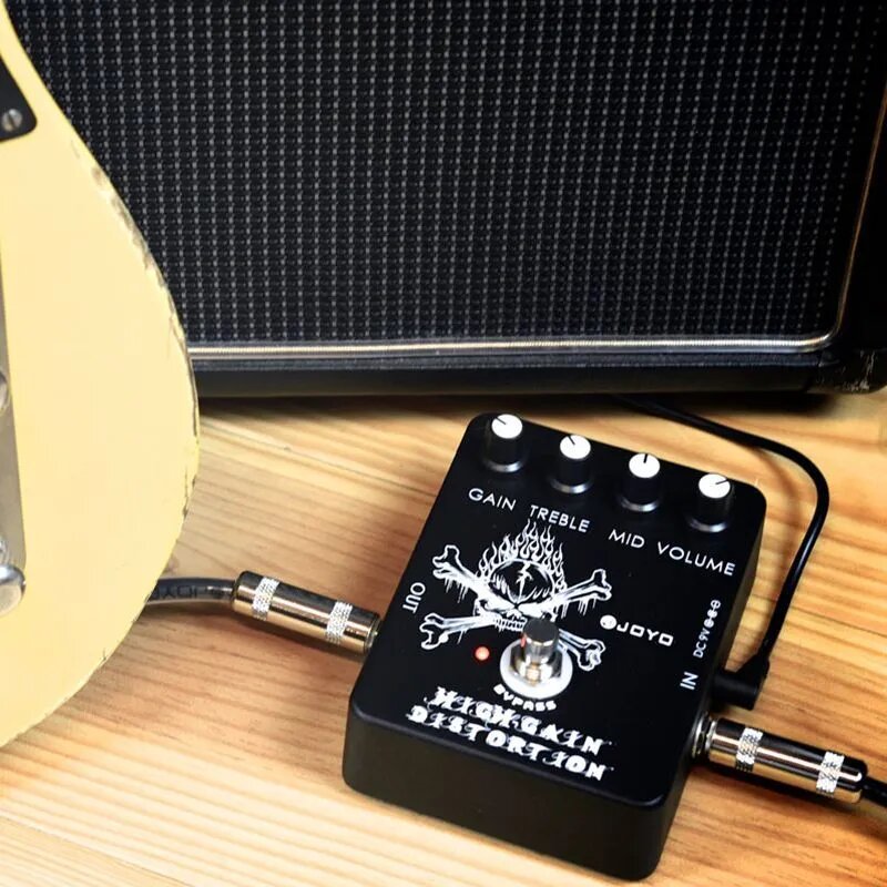 Педаль эффектов JOYO JF-04 High Gain Distortion для электрогитары, черная, алюминиевый корпус — фото 1