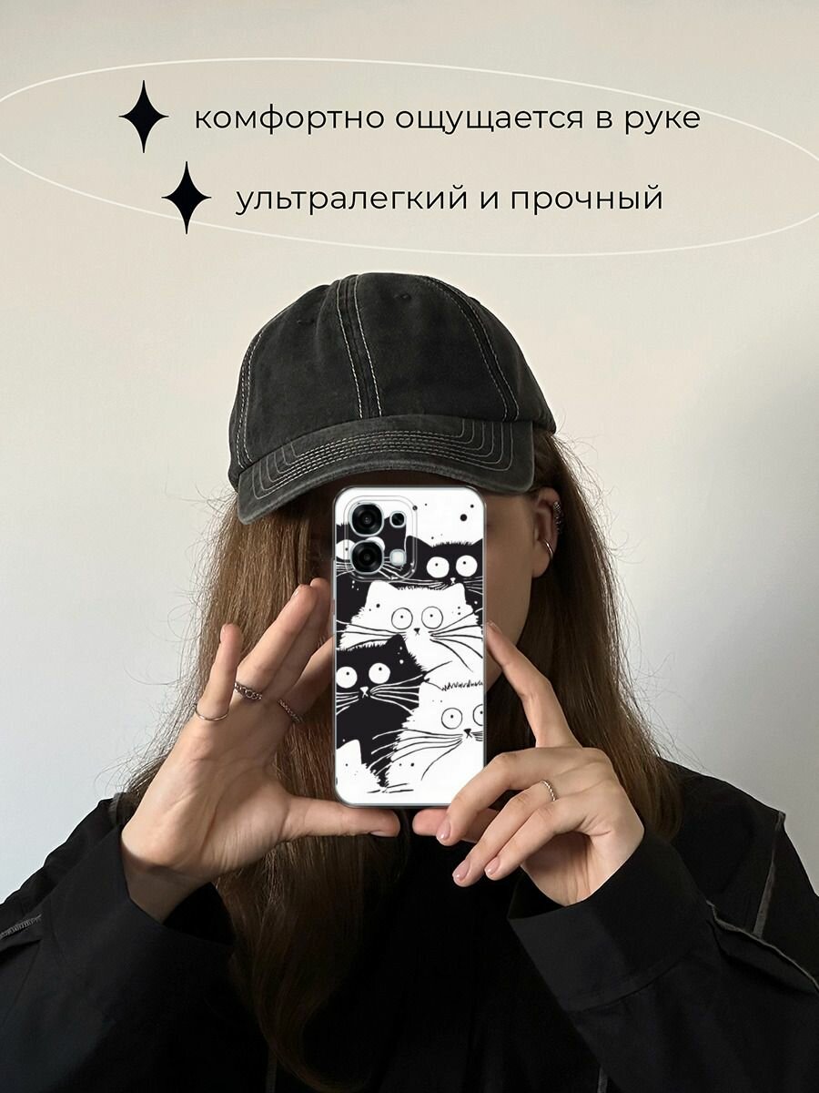 Чехол на Oppo A6 Pro / Оппо A6 Про с принтом Коты черно-белые — фото 1