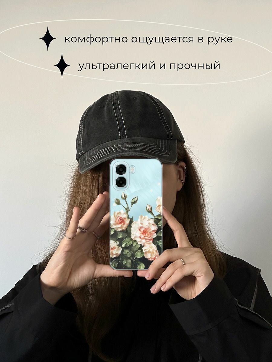 Чехол на Oppo A6x / Оппо A6x с принтом Цветочная картина 2, прозрачный — фото 1
