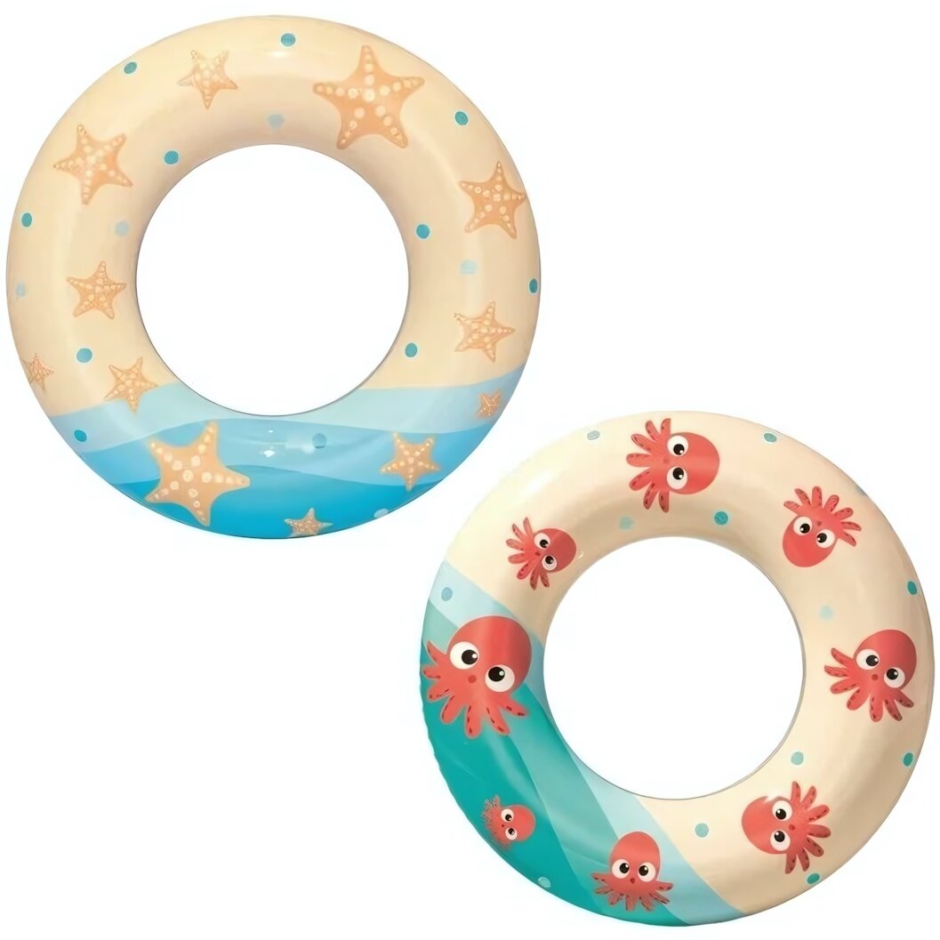 Круг для плавания Bestway Sandy Shore 61 см, 3-6 лет, ПВХ, разноцветный принт
