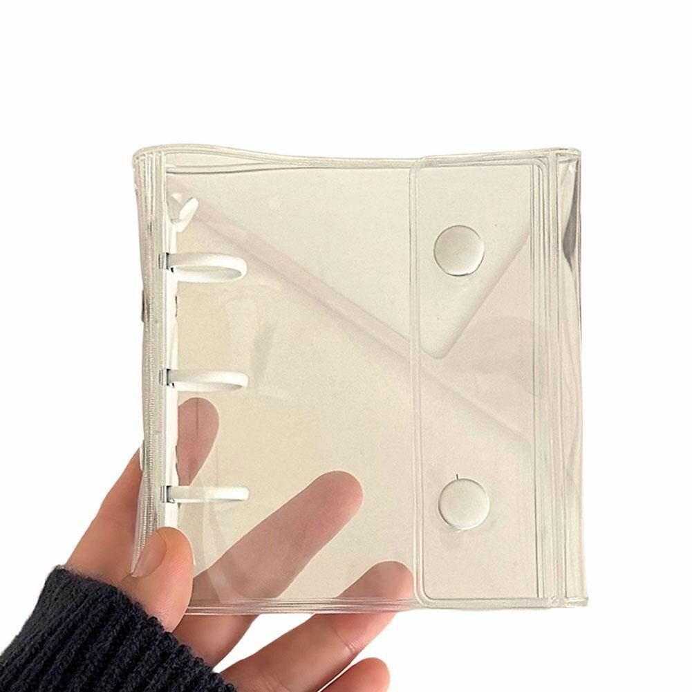 Блокнот с прозрачными наклейками, папка на 3 отверстия, формат А8, съемные наклейки.