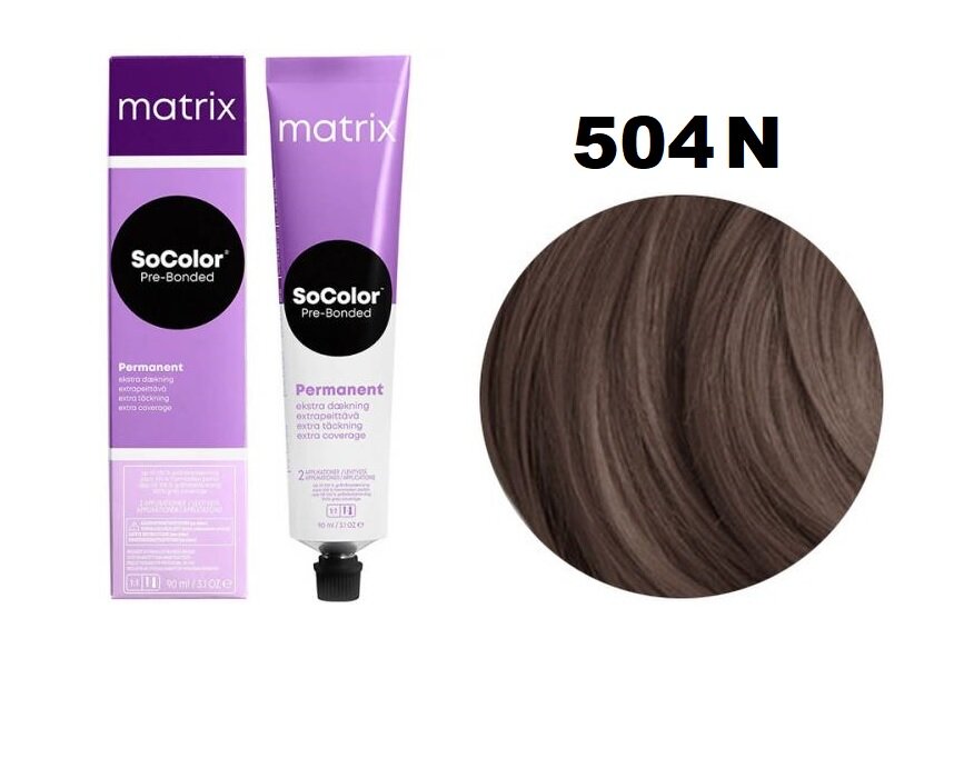 Matrix краска Socolor Pre-Bonded 504N шатен стойкая 100% покрытие седины 90 мл Матрикс