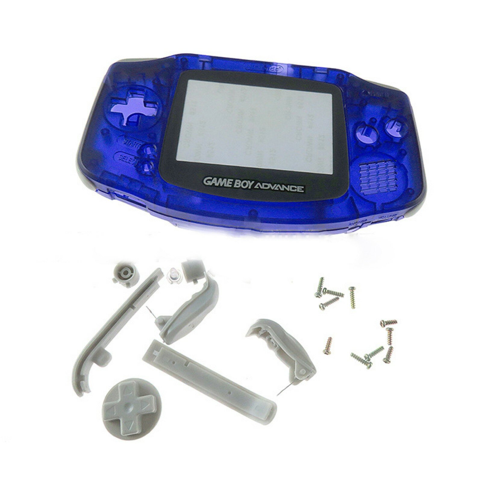 Корпус MyPads для игровой приставки Gameboy Advance прозрачный синий комплект для замены