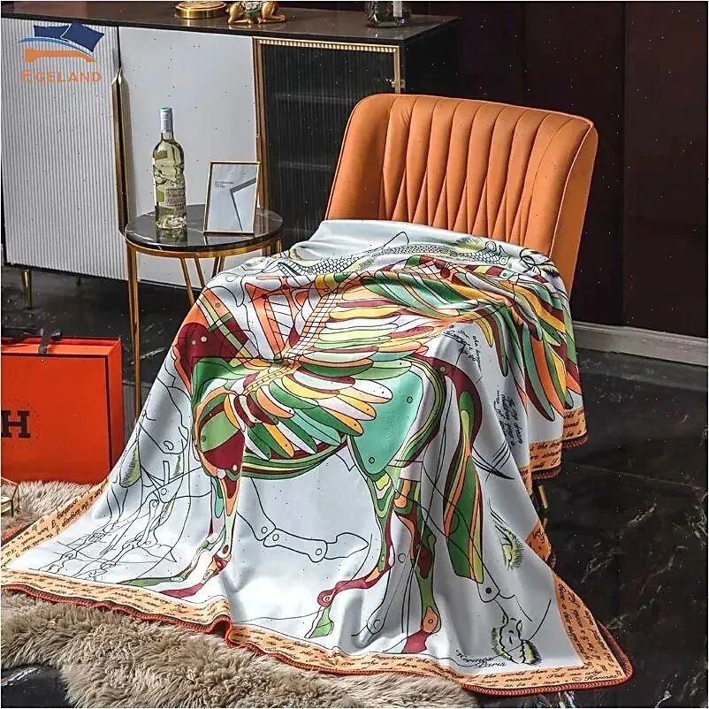 E GELAND Плед кашемировый 200х150 см, мягкий плед для дома и отдыха, бежевый