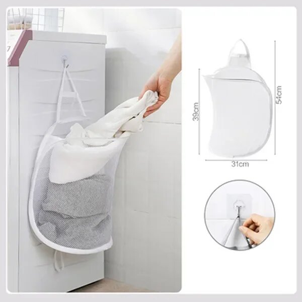 Сетчатая подвесная корзина для белья White Style2
