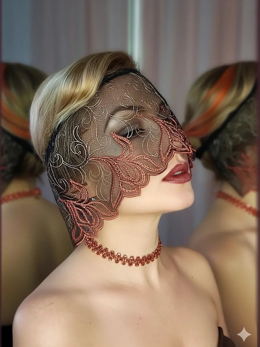 Кружевная повязка на глаза, кружевная маска для игр, черное кружево на лицо