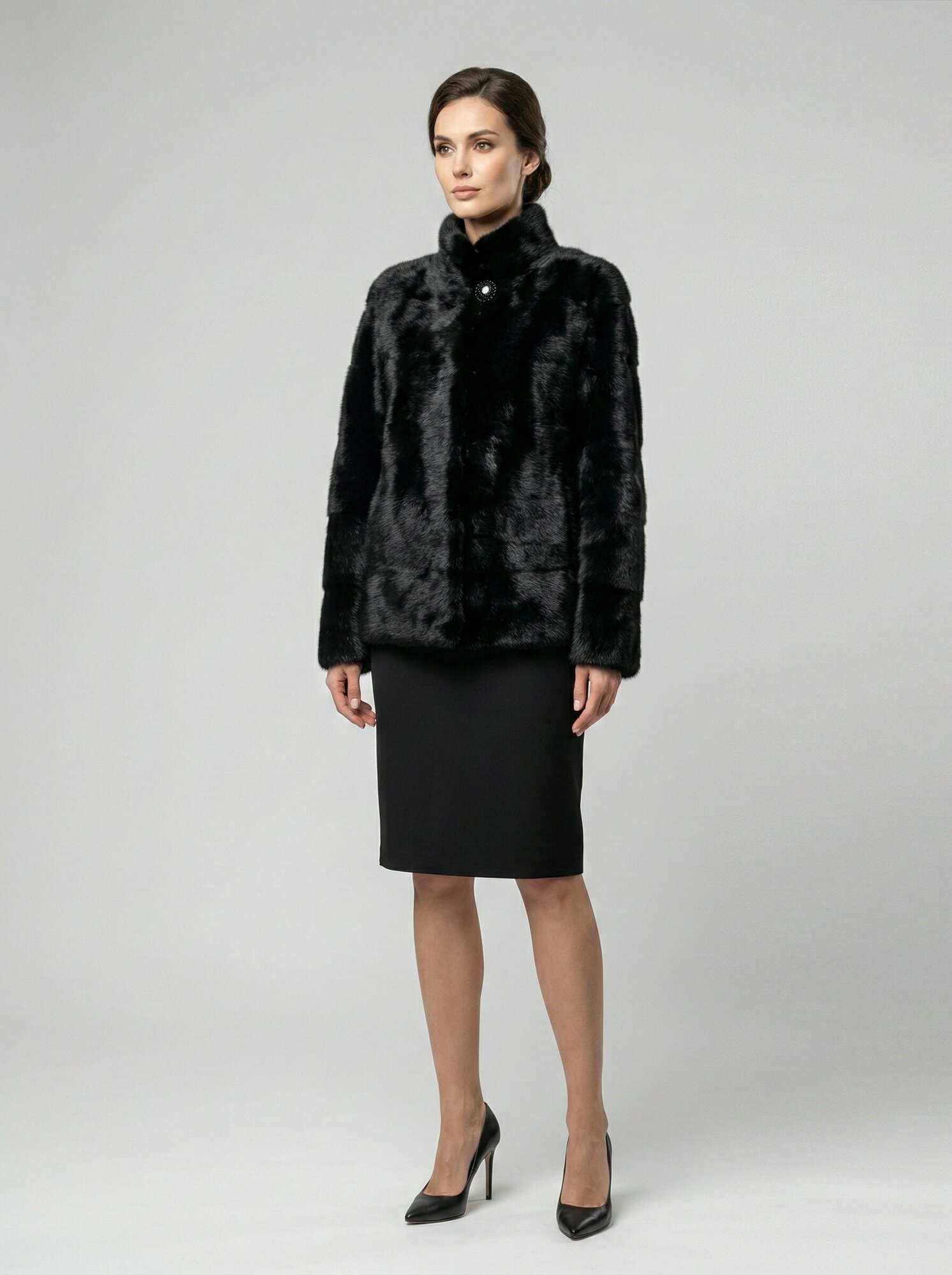 Норковая шуба, чёрная, размер 42 (S)