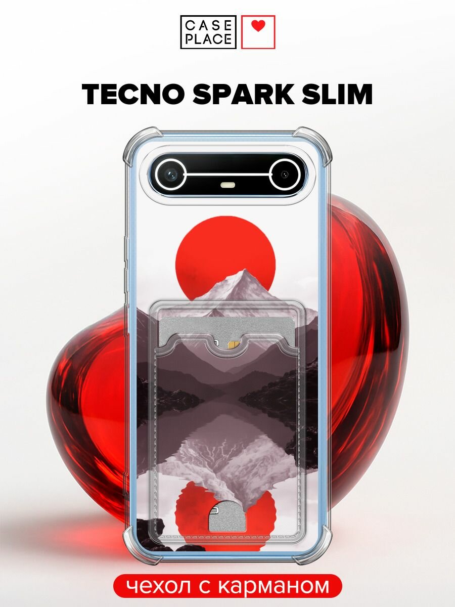 Чехол на Tecno Spark Slim (Текно Спарк Слим) с картой и принтом Белая гора