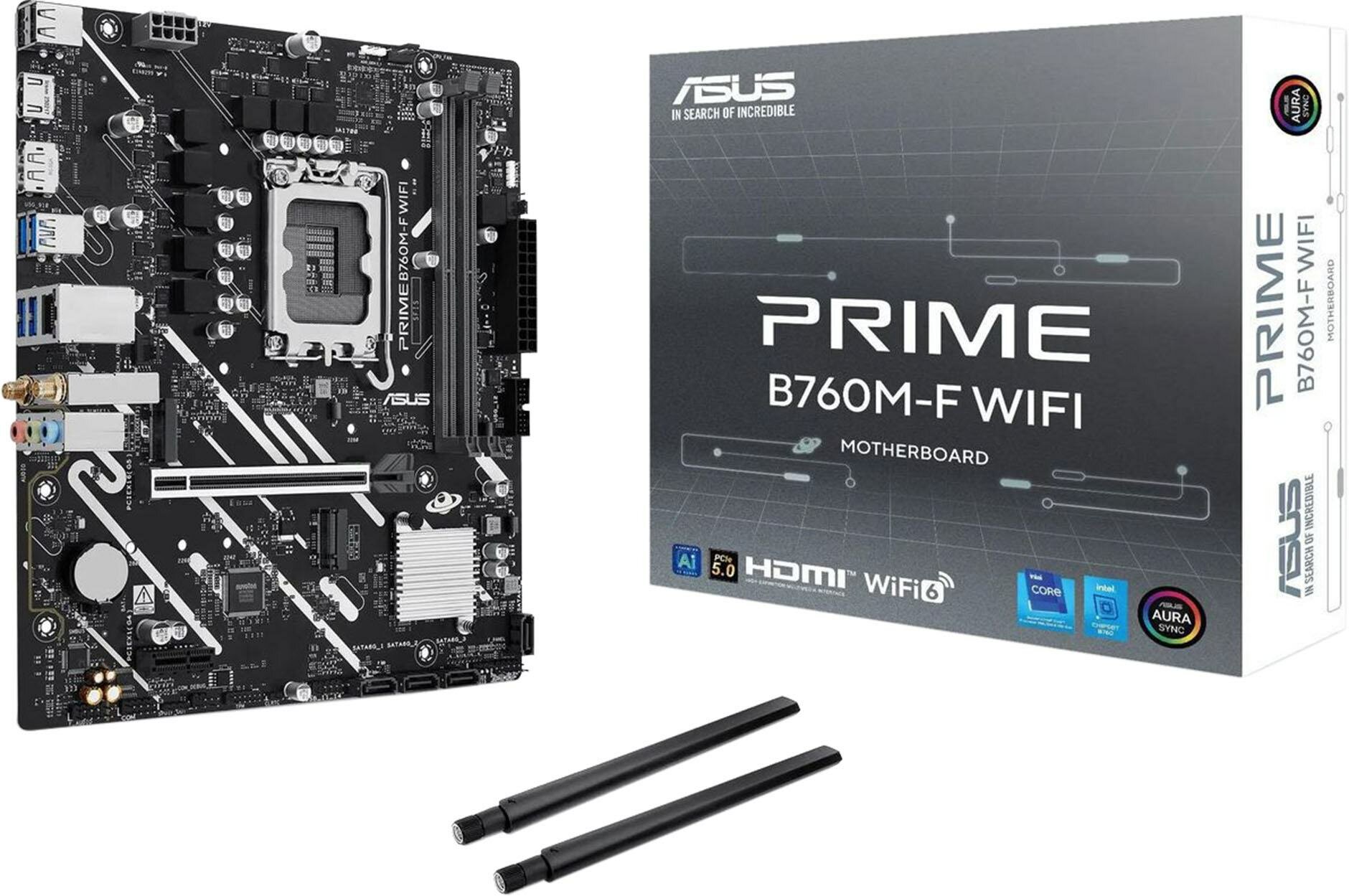 ASUS PRIME B760M-F WIFI (RTL) LGA1700 B760 PCI-E HDMI+DP GbLAN+WiFi+BT SATA MicroATX 2DDR5