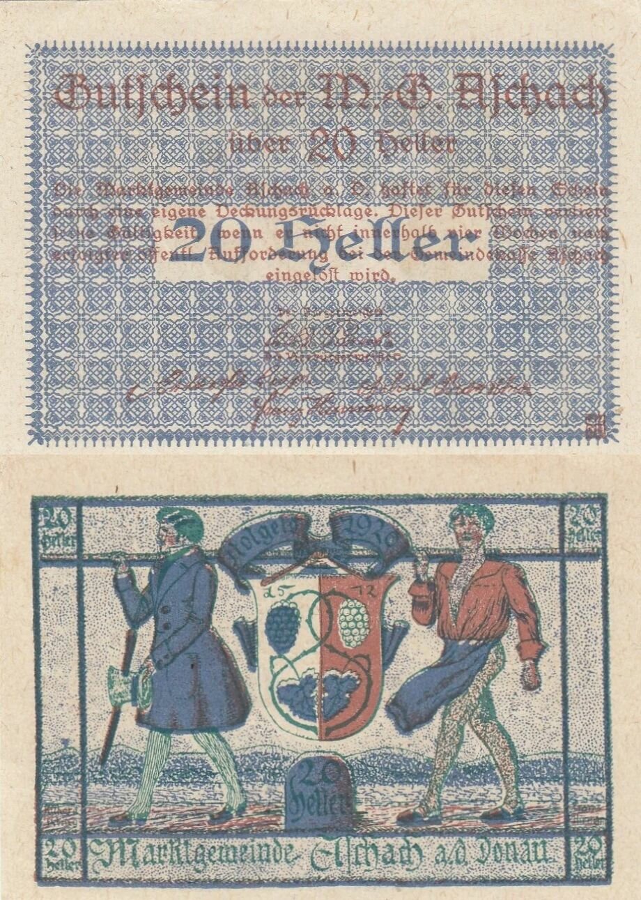 Австрия 20 геллеров 1920 Ашах-ан-дер-Донау aUNCC
