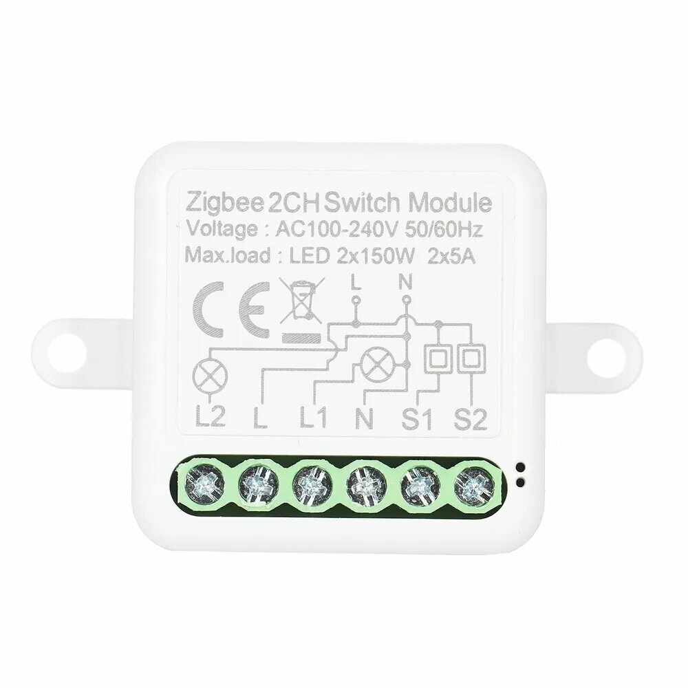 2CH Zigbee Mini Smart Switch Релейный модуль Поддержка 2-позиционного переключателя