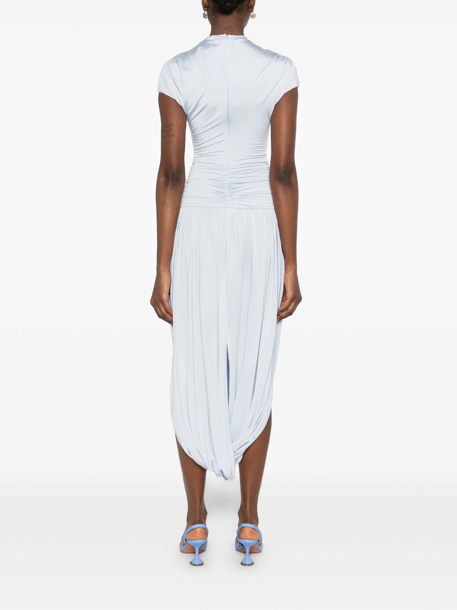 Платье Self-Portrait Pleated midi dress, размер 14, синий — фото 1