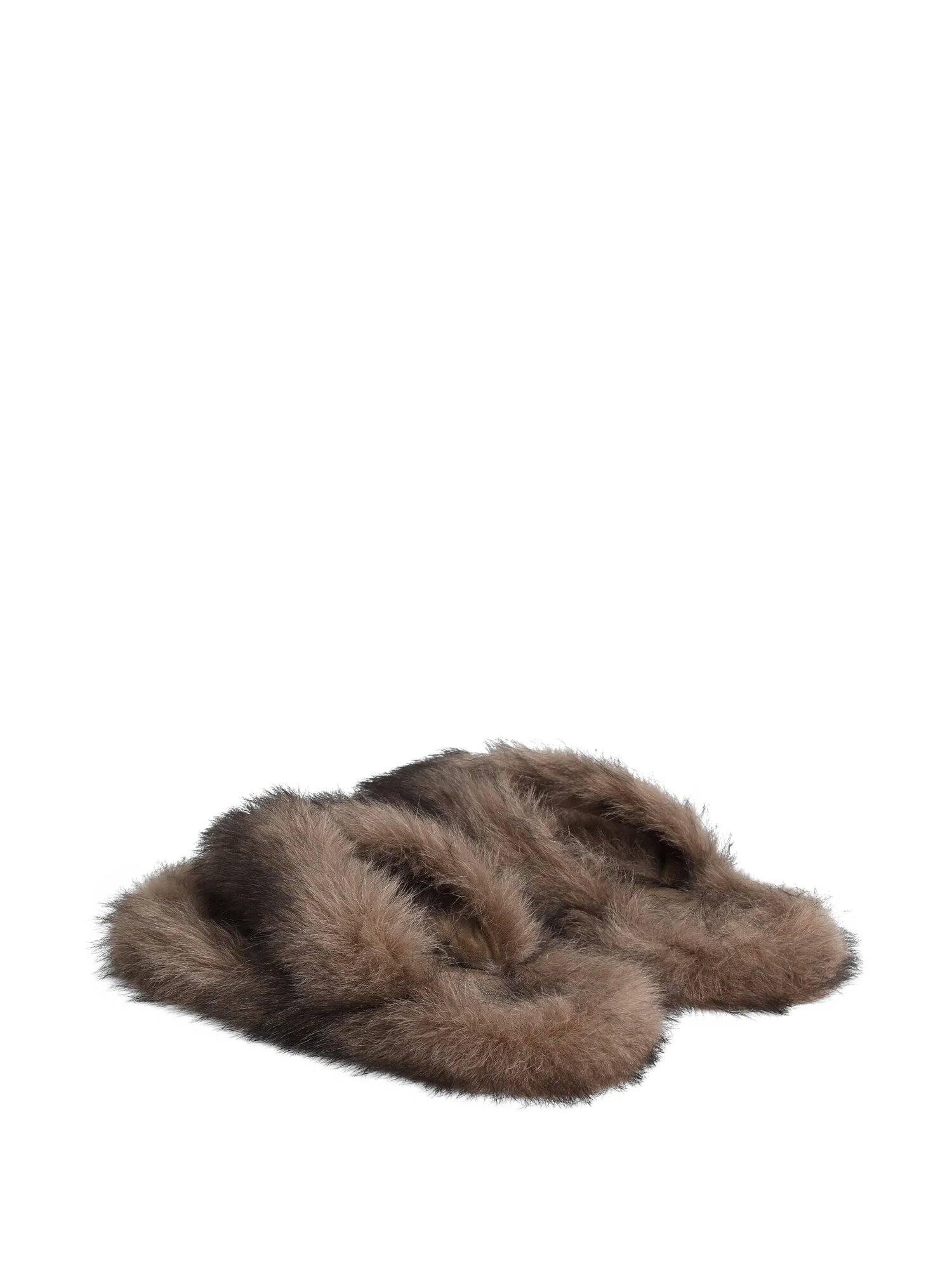Шлёпанцы DOLCE & GABBANA Shearling flip-flops, размер 40 EU, коричневый — фото 1