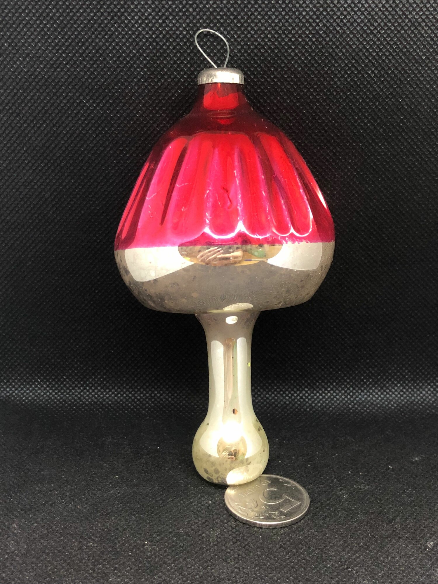 Елочная игрушка СССР лампа абажур стекло # 35