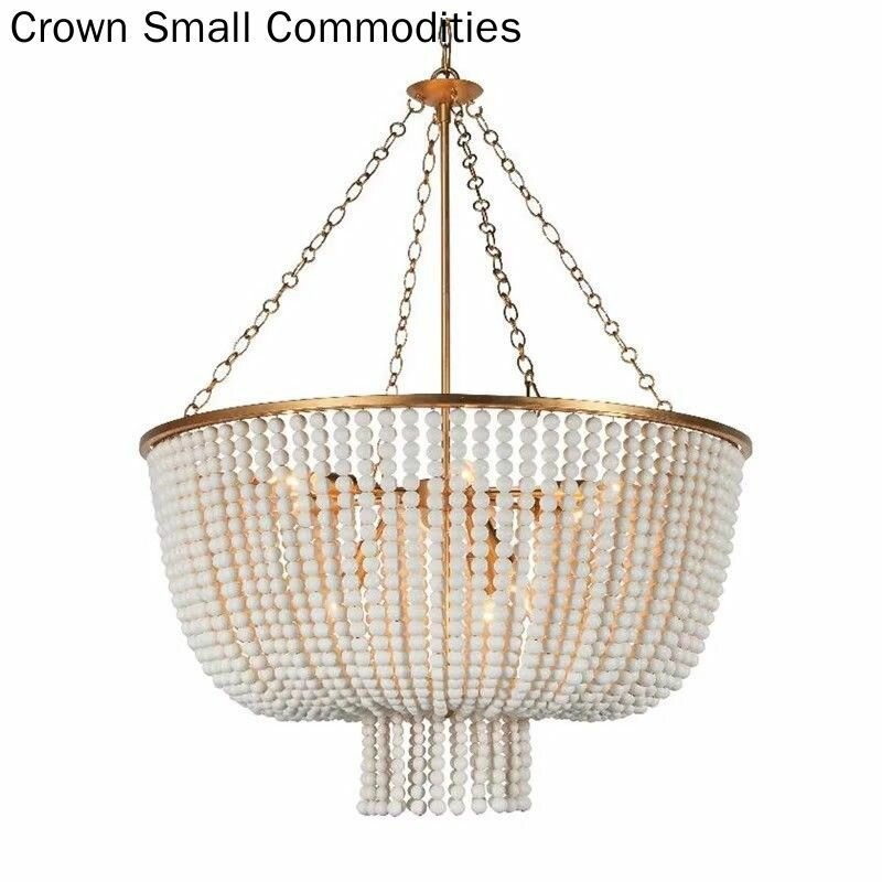 Люстра из деревянных бусин, E14*8, диаметр 79 см, высота 99 см