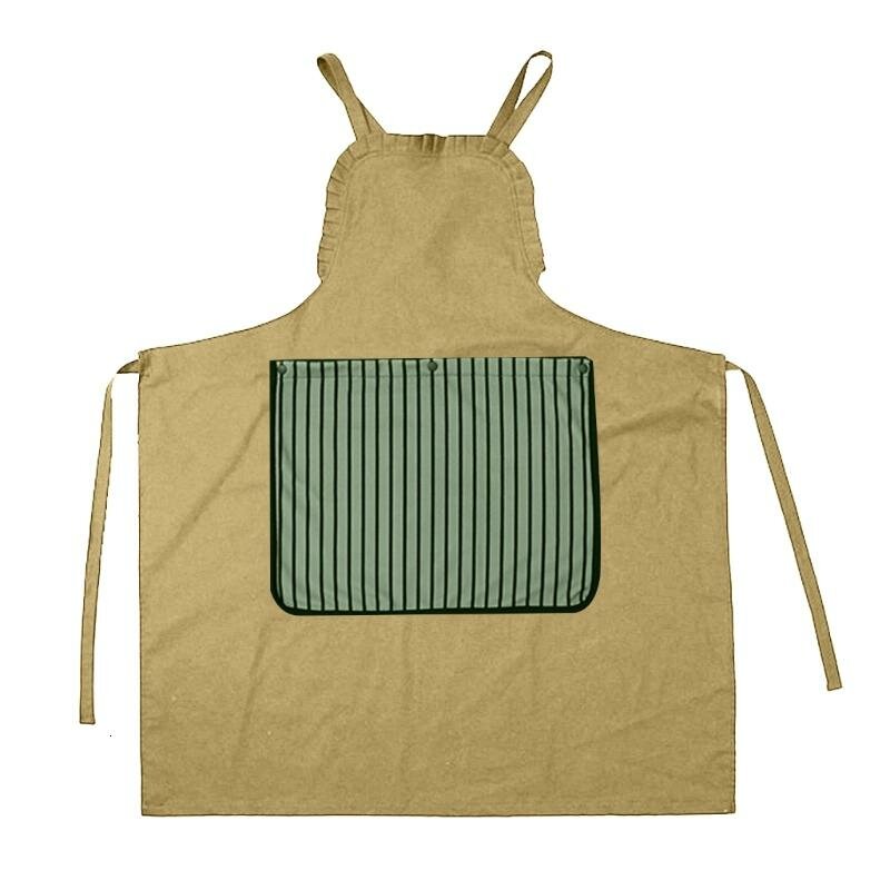 Кухонный фартук с кружевной отделкой, Темный Хаки - 2