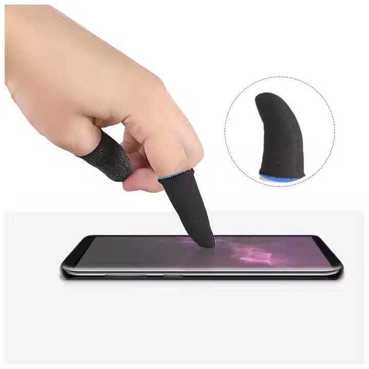 Напальчники "PUBG" для смартфонов, углеродное волокно, черные, комплект 2 шт