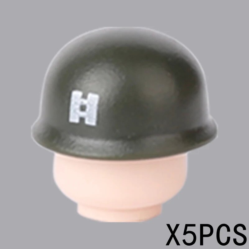 MOC WW2 Солдатские Фигурки и Шлемы из Пластика 5PCS-B1-59-2