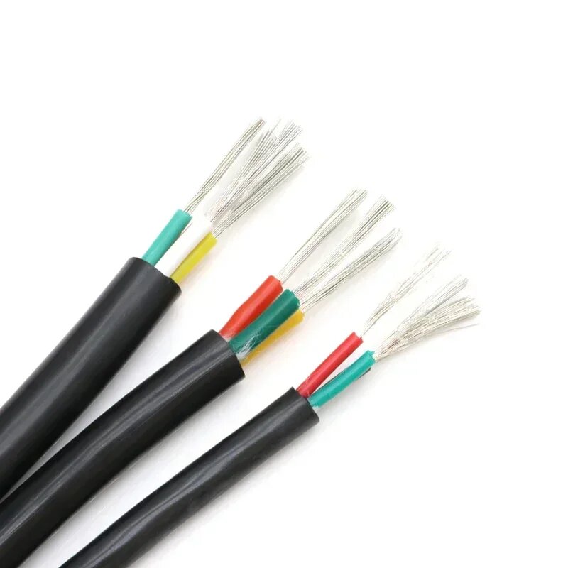 Многожильный термостойкий силиконовый провод из луженой меди 4 Cores, Black, Square 0.5mm