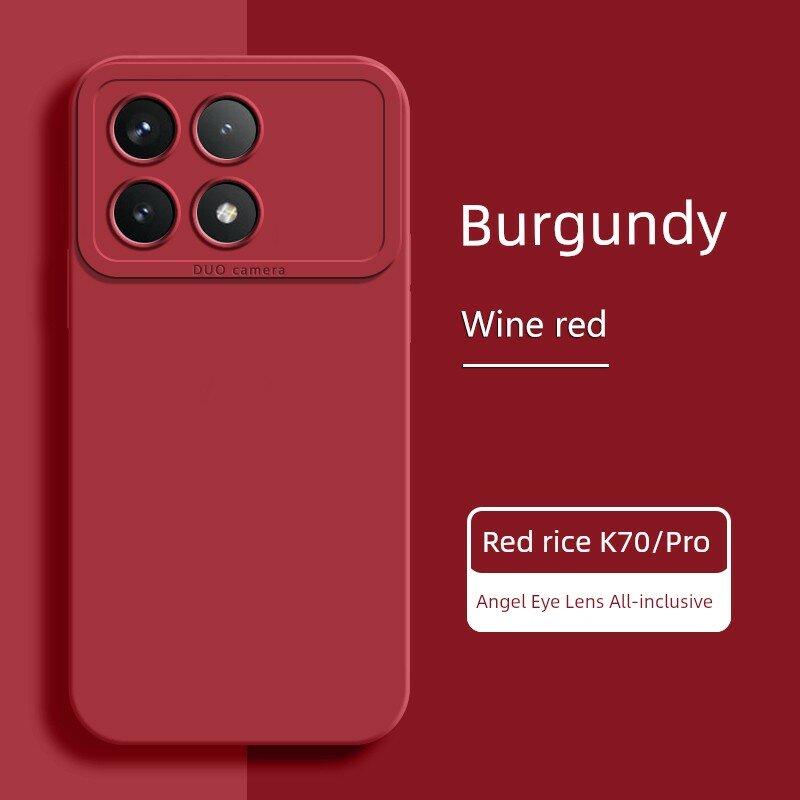 Жидкий силиконовый чехол для Redmi K80, винно-красный цвет, насыщенная защита