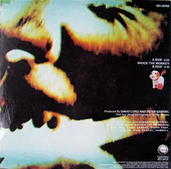 Peter Gabriel - Shock The Monkey (USA 1982) NM — фото 1