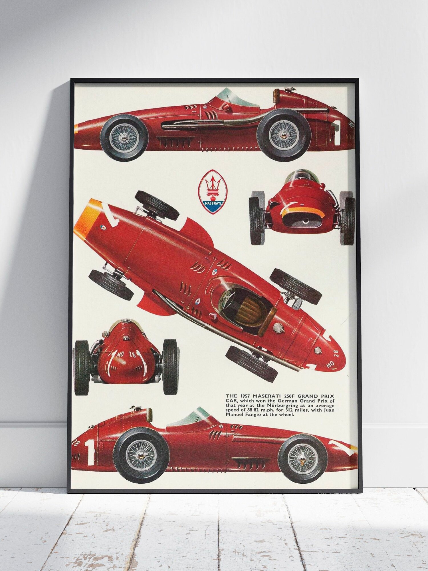 Плакат на стену для интерьера Легенды Авто (Мазерати 250F - Maserati 250F 2) - Постер по машине формата A3 (30x42 см)
