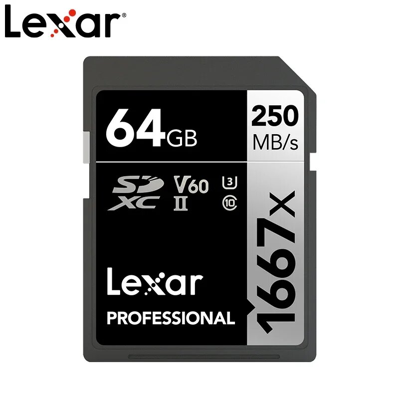 Lexar Professional 64GB 250MB/s SDXC V60 UHS-II 1667x