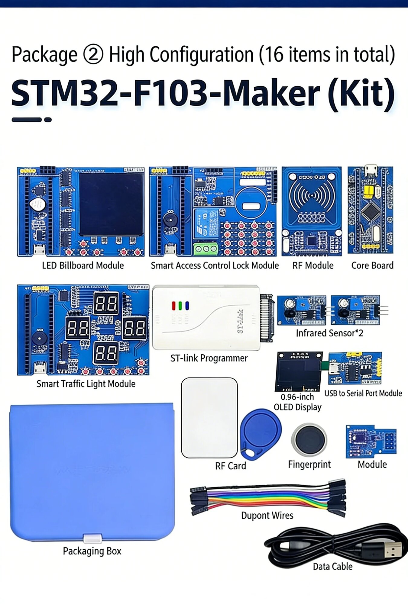 Набор для разработки Snvi STM32F103C8T6 DIY: Комплект STM32 с открытым исходным кодом и модулями датчиков ST-Link для обучения IoT и встраиваемым системам