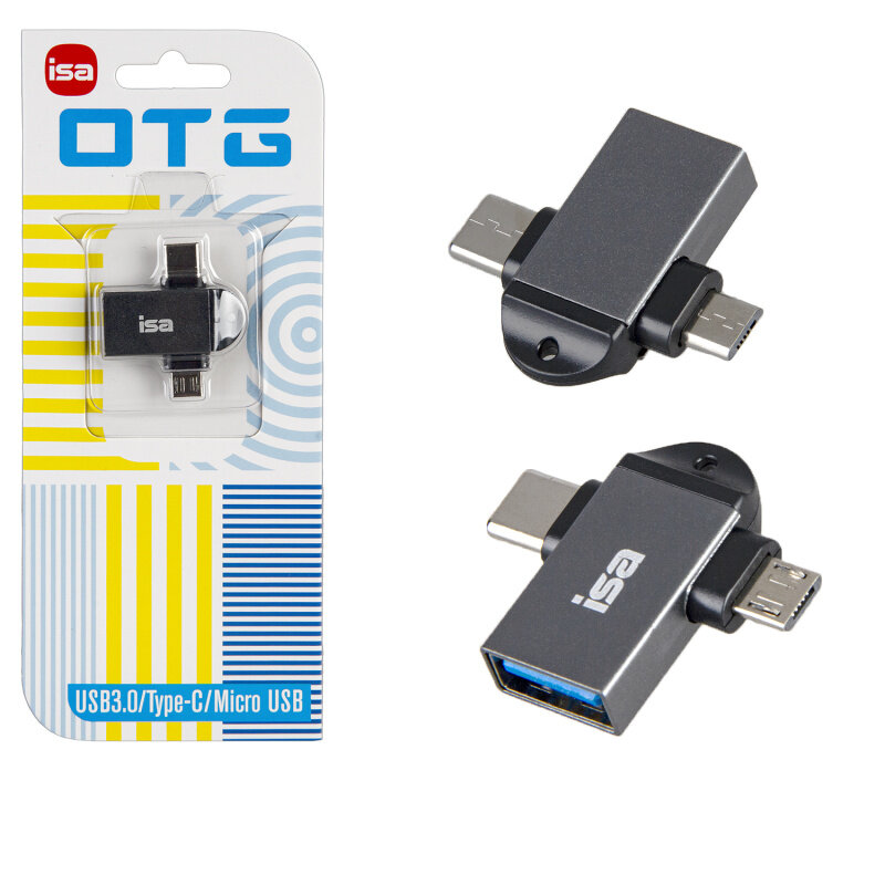 Переходник OTG USB 2.0 на Type-C + Micro USB, адаптер переходник 2 в 1 USB 2.0