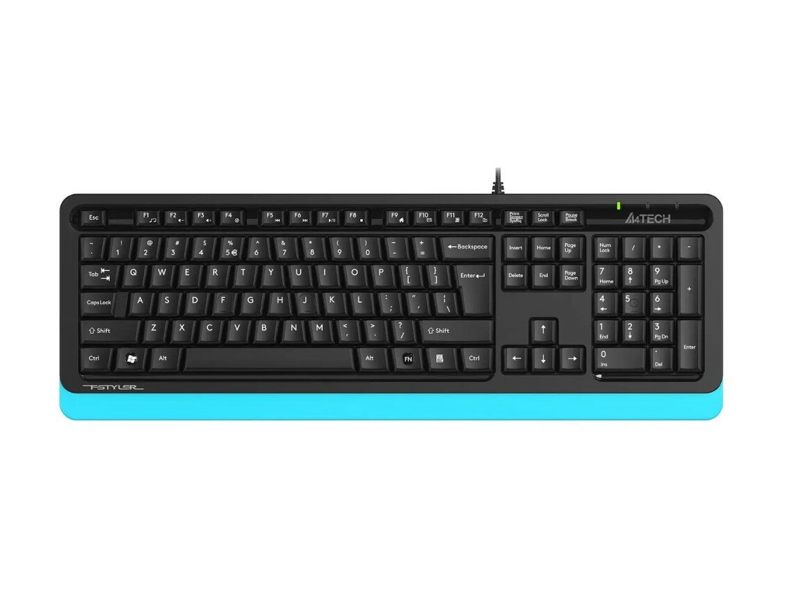 Клавиатура A4TECH Fstyler FKS10, проводная, USB, мембранная, черный/синий