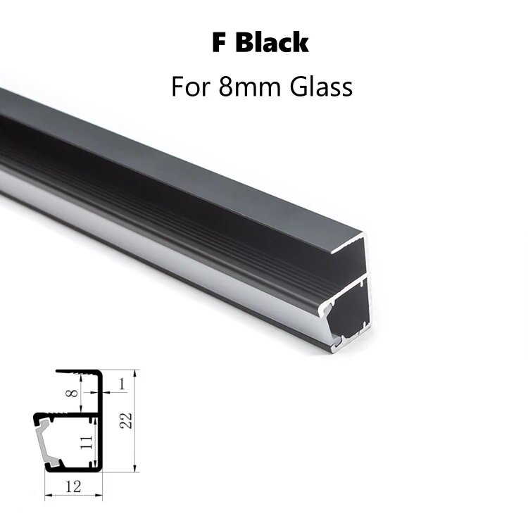 Алюминиевый профиль для светодиодов Glass Layer для стеклянных полок шкафов толщиной 5мм, 8мм, 10мм, 12мм, скрепляющих клипсовых ламп, подсветки для витрин, баров, лент светодиодов
