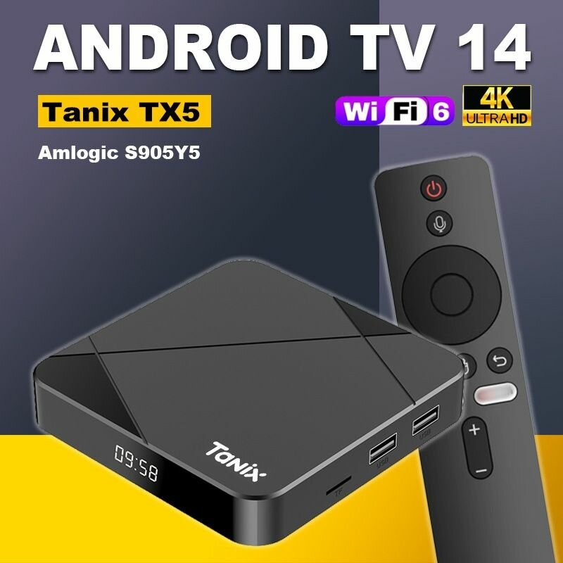 Медиаплеер Tanix TX5 4GB/32GB Amlogic S905Y5 смарт ТВ приставка, Android 14.0/ Системы slimbox