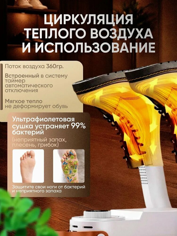 Сушилка для обуви "Чистоты и порядка", с УФ-дезинфекцией, белая матовая — фото 1