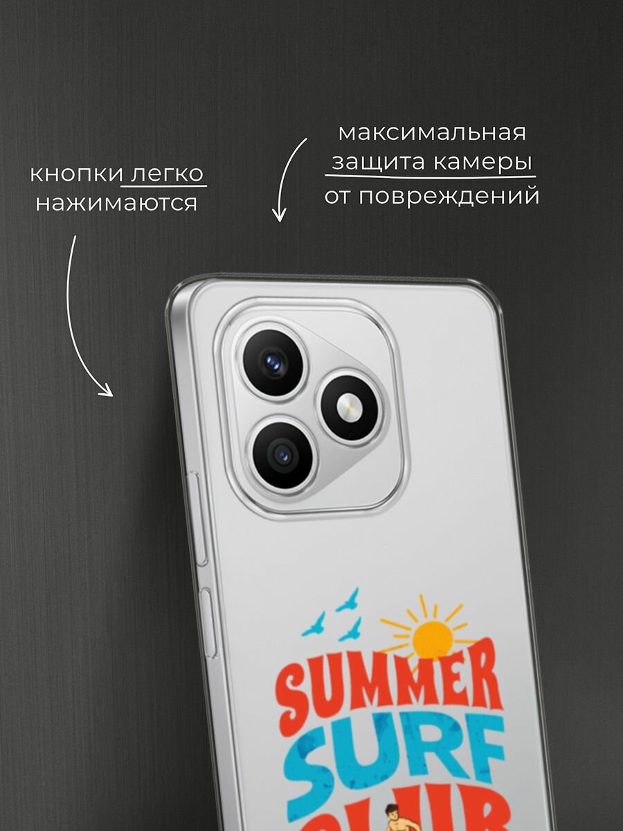 Чехол на Honor X8d / Хонор X8d с принтом Summer surf club, прозрачный — фото 1