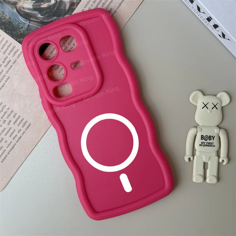 Чехол для телефона Infinix Note 50 4G X6858 Pro X6855 Pro + Plus X6856, цветной ТПУ Macaron Wave с наклейкой для беспроводной зарядки