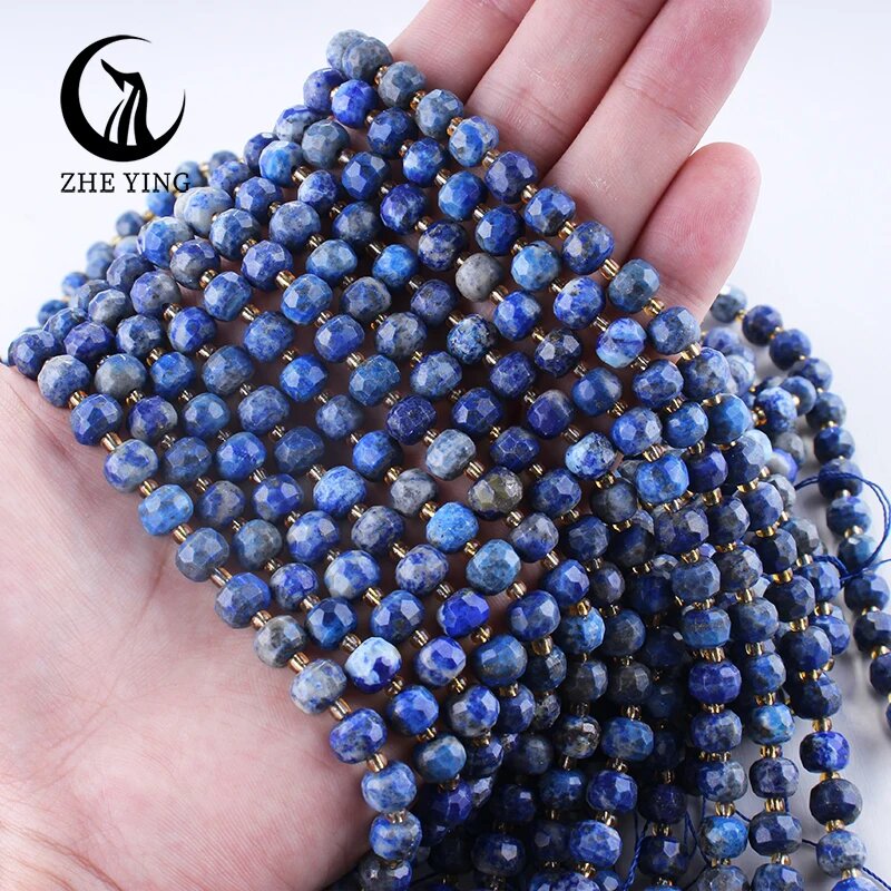 Бусины Zhe Ying 6x8 мм, апатит, цитрин, солнечный камень Темно-синий, 75Lapis Lazuli