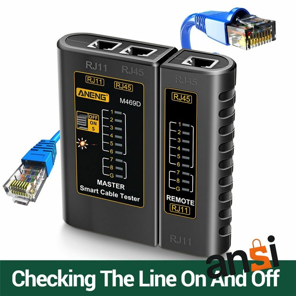 Кабельный тестер ANENG M469D, RJ45 и RJ11, для сетевого и телефонного кабеля проверка витой пары диагностика сети тестер кабеля