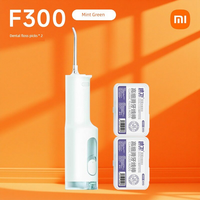 Ионизатор для полости рта Xiaomi Mijia F300 Mint Green портативный ирригатор с 2 упаковками зубной нити, подарок