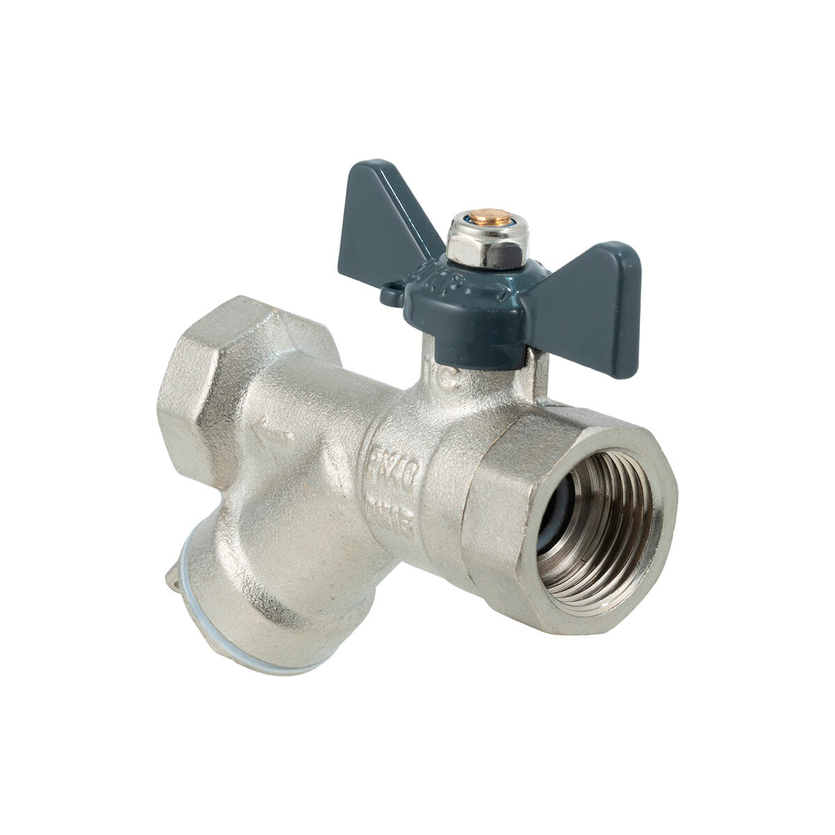 Кран шаровой латунный Aqualink с косым фильтром, 1/2", ГОСТ, внутренняя/внутренняя резьба, бабочка
