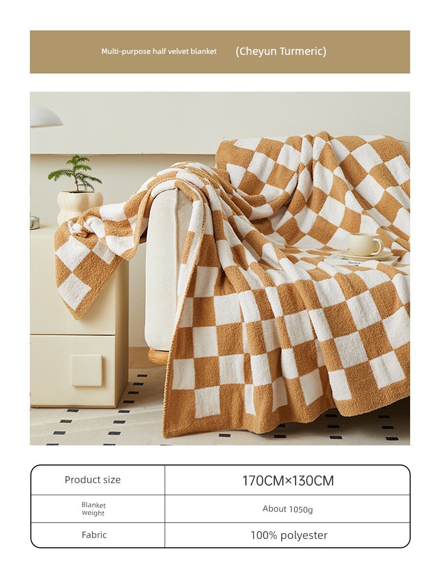Плед из кораллового флиса Dohia, толстый зимний плед, плед для дивана, плед для офисного сна ⭐Полумеховая универсальная