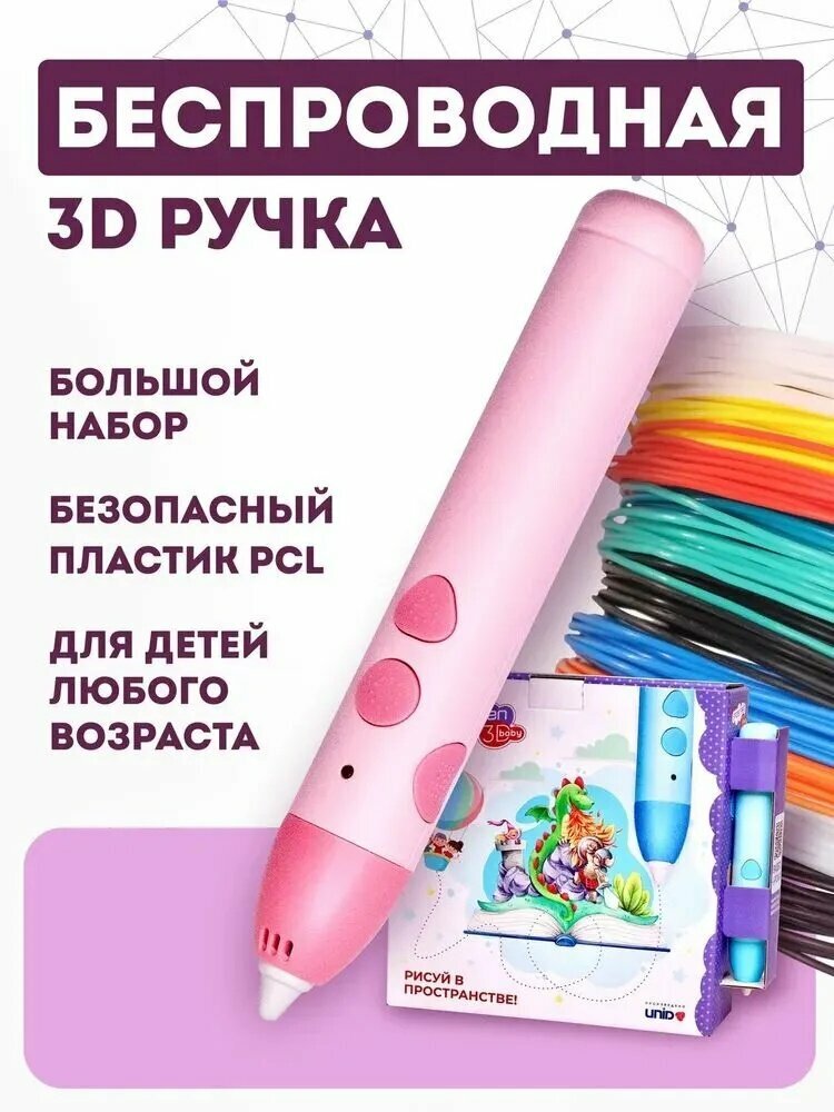 3Д ручка беспроводная с набором пластика и трафаретами SPIDER PEN