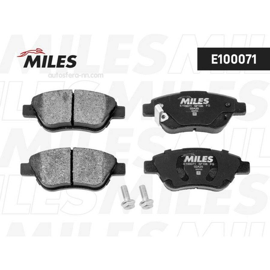 MILES E100071 Колодки тормозные передние (без датчика + болты) (Смесь Semi-Metallic) OPEL CORSA D 06 E100071
